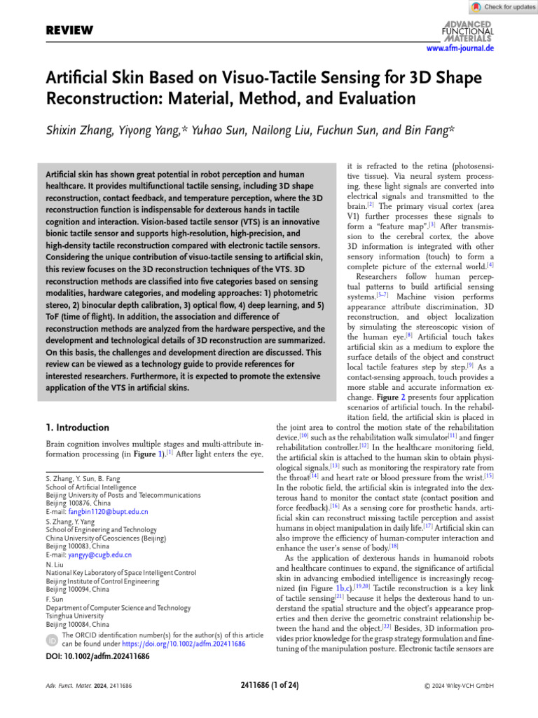 Visuo-Tactile Sensing in Artificial Skin | PDF | Somatosensory System