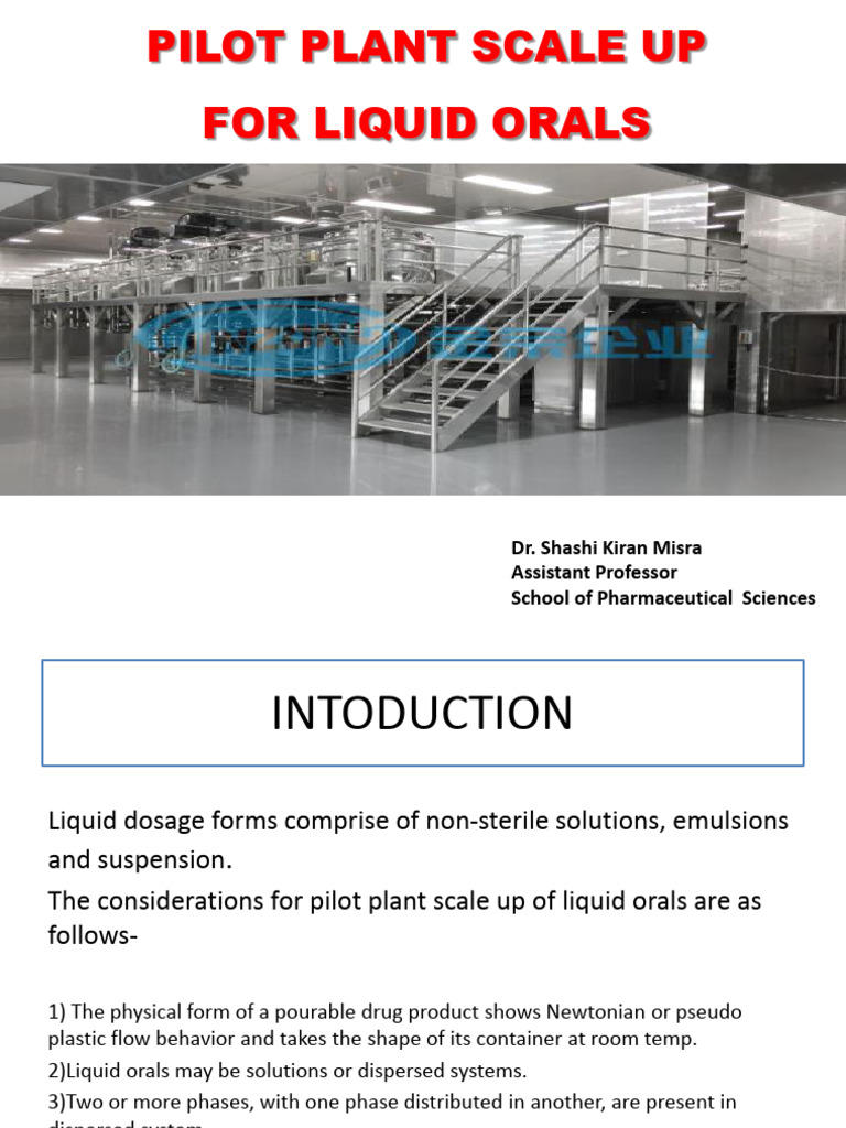 Pilot Plant Scale Up of Liquids | PDF | Emulsion | Liquids