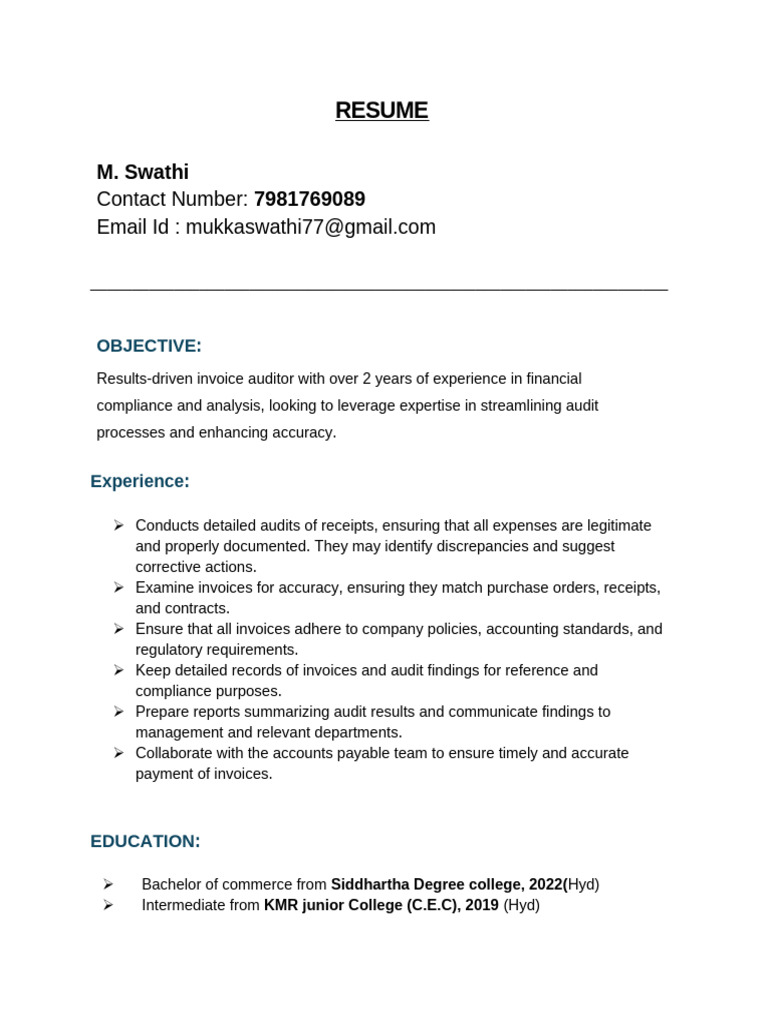 Swathi resume | PDF