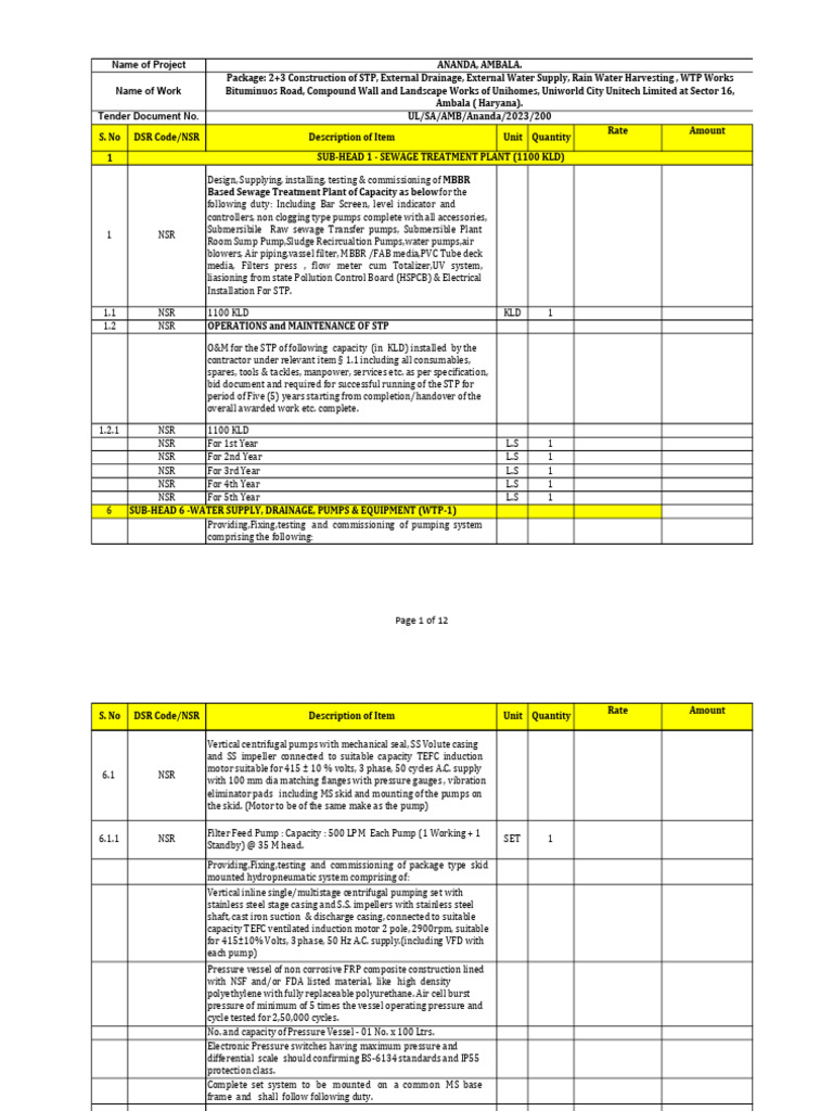 STP work Ambala elect Schedule 1 | PDF | Pump | Pipe (Fluid Conveyance)