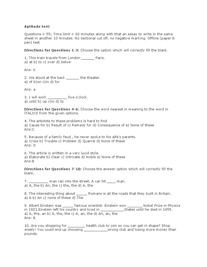 Aptitude Test Pdf Test Assessment Science