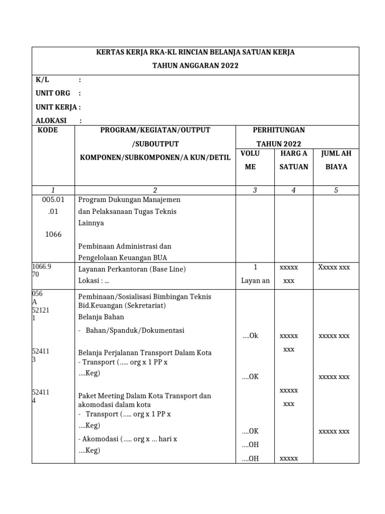 Format Draft Rka | PDF