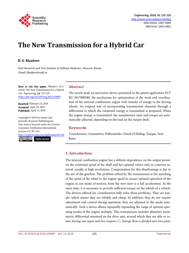 Innovative Hybrid Car Transmission System | PDF | Electric Motor | Clutch