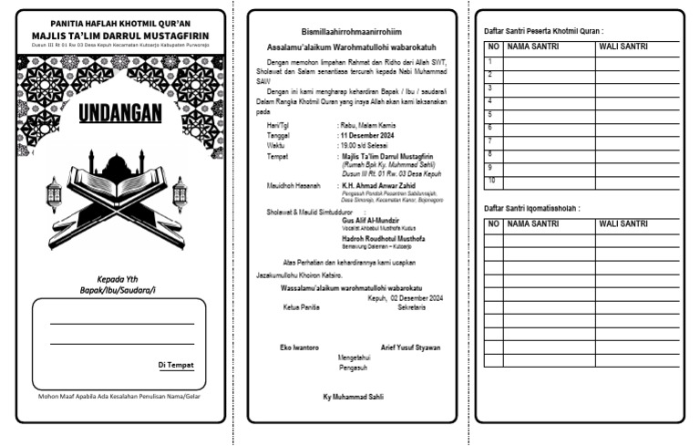 UNDANGAN KHOTMIL QURAN - Copy | PDF