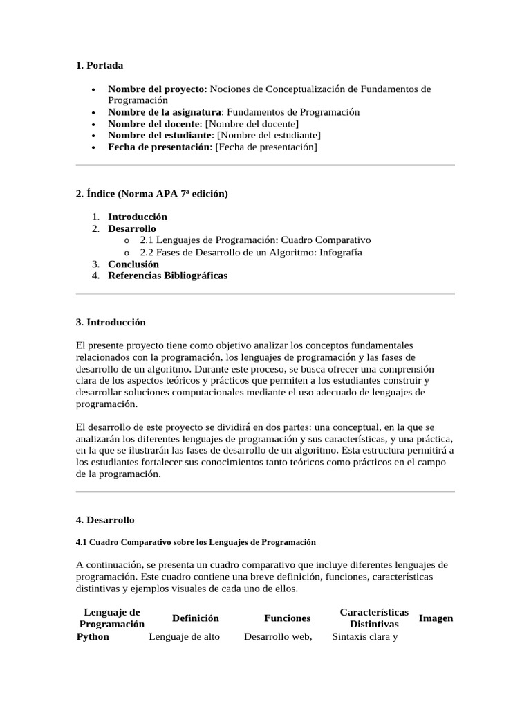 Proyecto de Fundemento de Programacion | PDF | Lenguaje de programación | Programación de ...