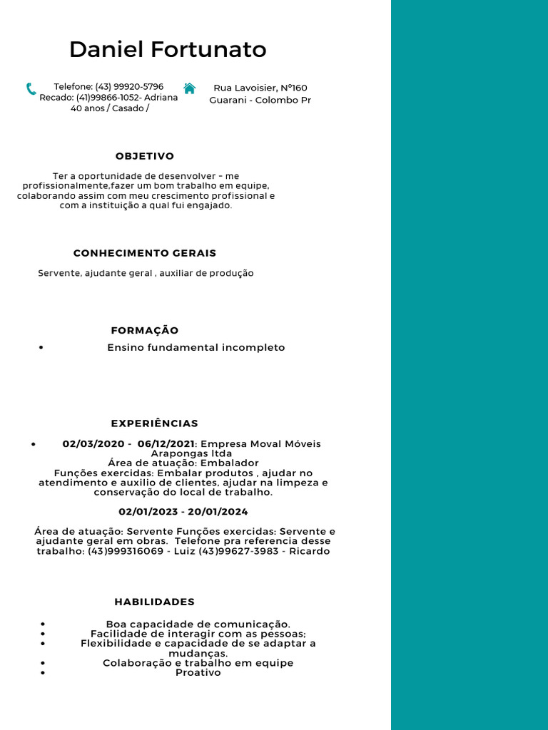 Currículo de Daniel Fortunato | PDF