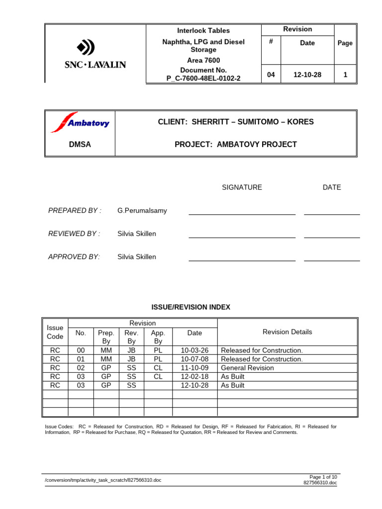 P - C-7600-48EL-0102-2 Rev.04 - Interlock Tables | PDF | Fossil Fuels | Petroleum