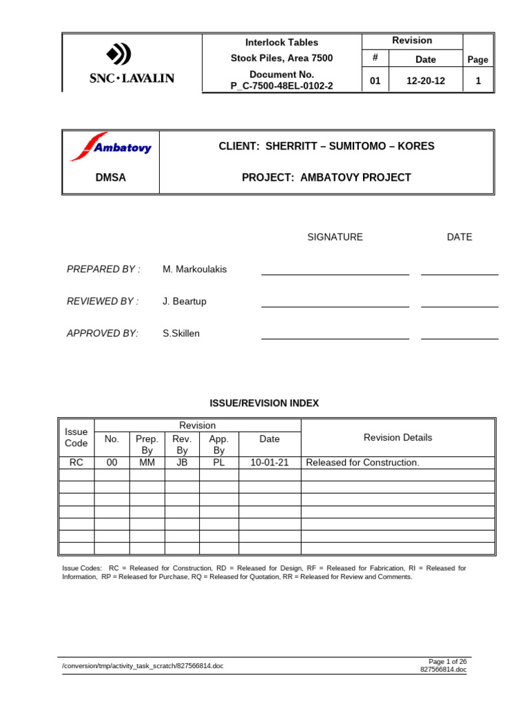 P - C-7500-48EL-0102-2 Rev.00 - Interlock Tables | PDF