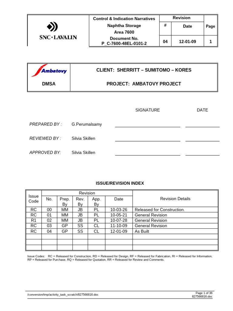 P - C-7600-48EL-0101-2 Rev.04 - Functional Control Narratives | PDF ...