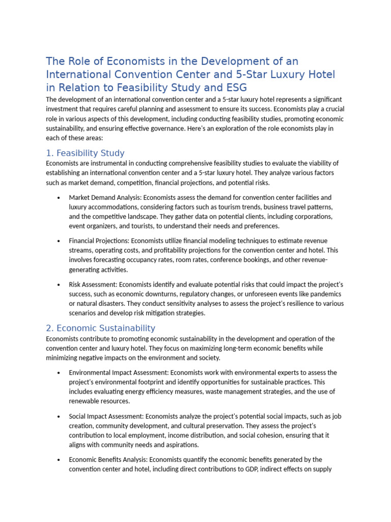 The Role of Economists in The Development of An International ...