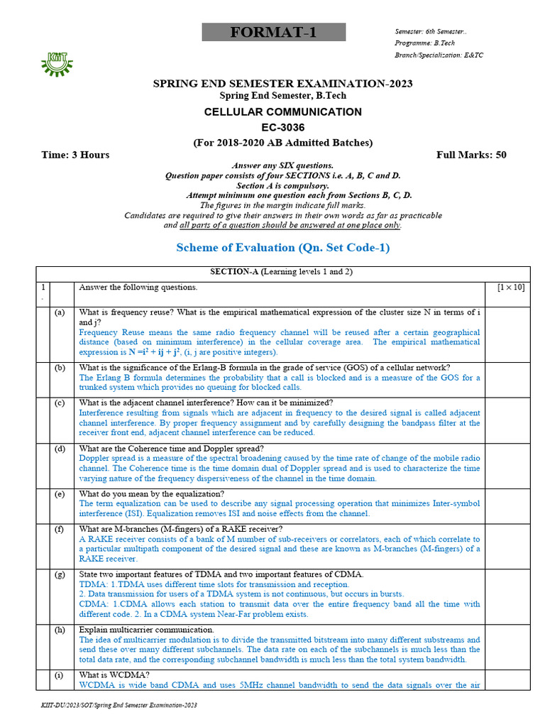 Ec 3036 (Cellular) - CS - End - May - 2023 | PDF | Orthogonal Frequency Division Multiplexing | Mimo