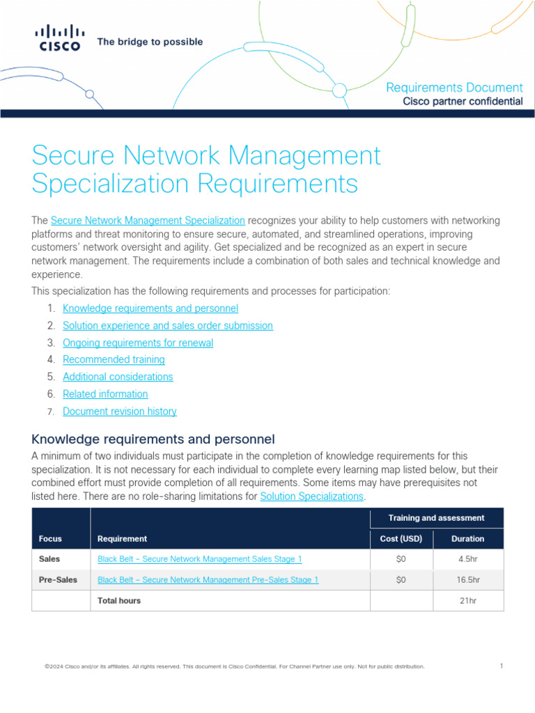 Secure Network Management Solutions Specialization Requirements | PDF