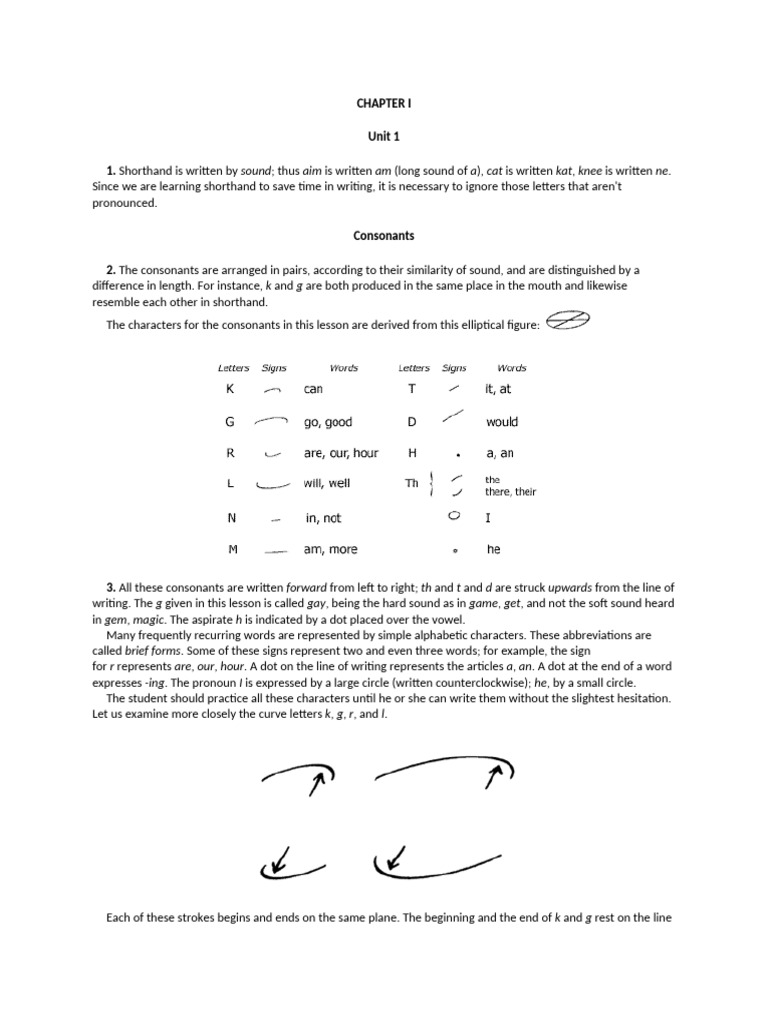 Chapter I | PDF | Shorthand | Consonant