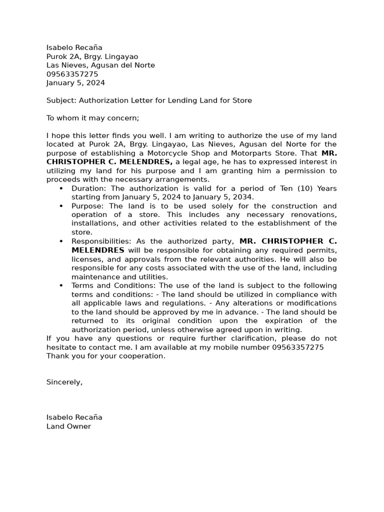 Land Use Authorization for Store | PDF
