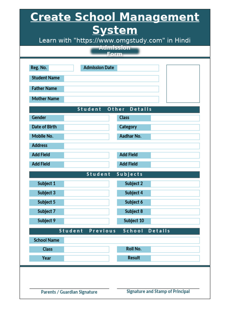 Student Admission Form Template | PDF