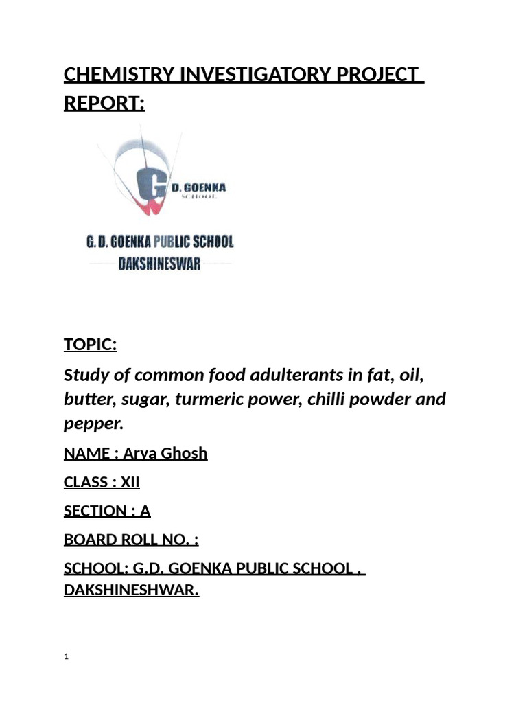 Chemistry Investigatory Project Report | PDF | Foods | Chili Pepper