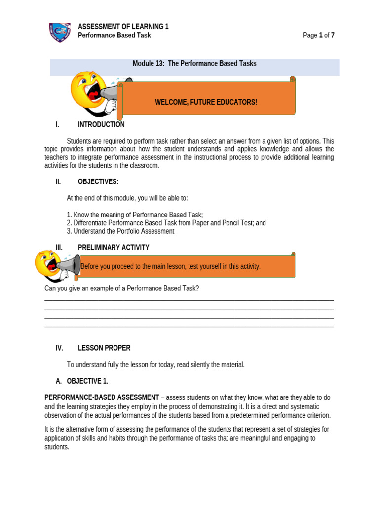 PED 6 MODULE Week 13 | PDF | Educational Assessment | Learning