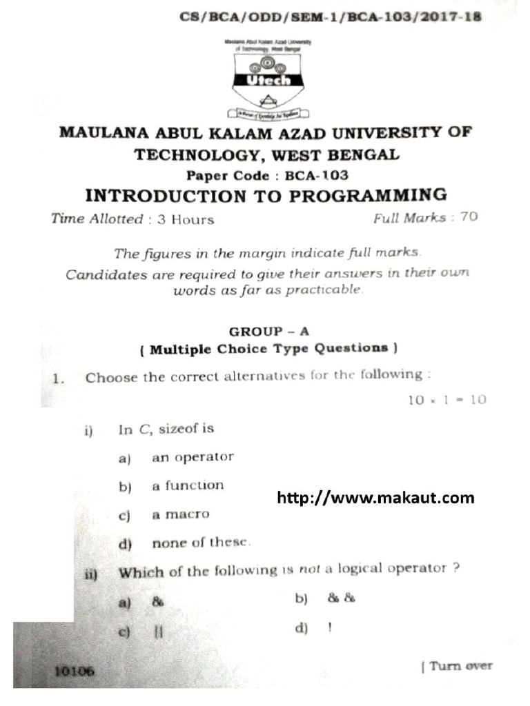 bca-1-sem-introduction-to-programming-bca-103-2018 | PDF
