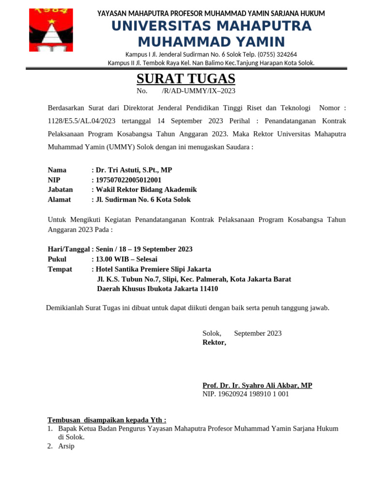 Surat WR 1 jakarta | PDF