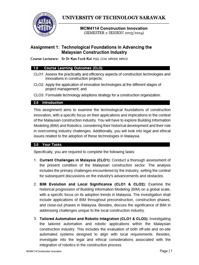 CI Assignment I & II S2Y23_24 (1) | PDF | Building Information Modeling | Internet Of Things