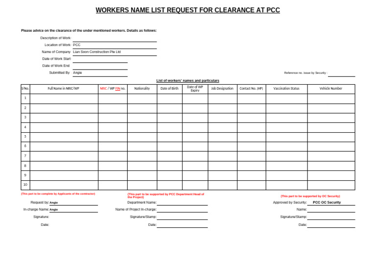 Security Clearance Form - Blank | PDF