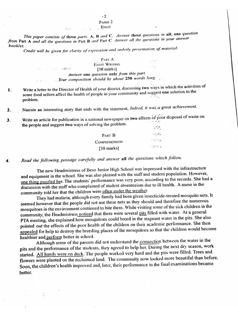 2023 Bece English Lang Paper 2 | PDF