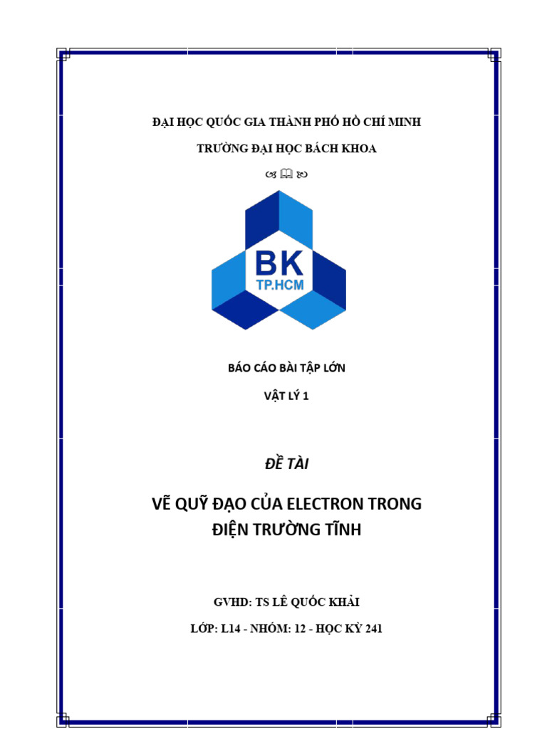 BTL Vật lý 1 L14 Nhóm 12 | PDF