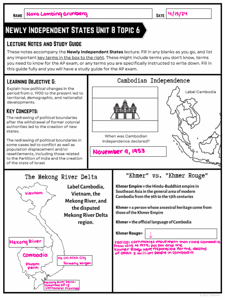 Nova LambingGrunberg - 8.6 Guided Notes Newly Independent States APWHM ...