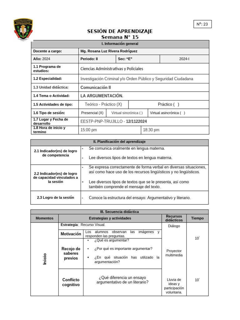 S.A. 15 La Argumentación | PDF