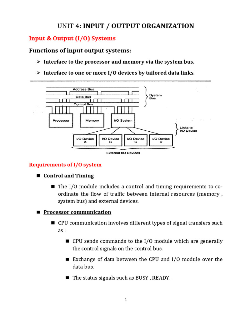 Unit4 Pdf Input Output Central Processing Unit