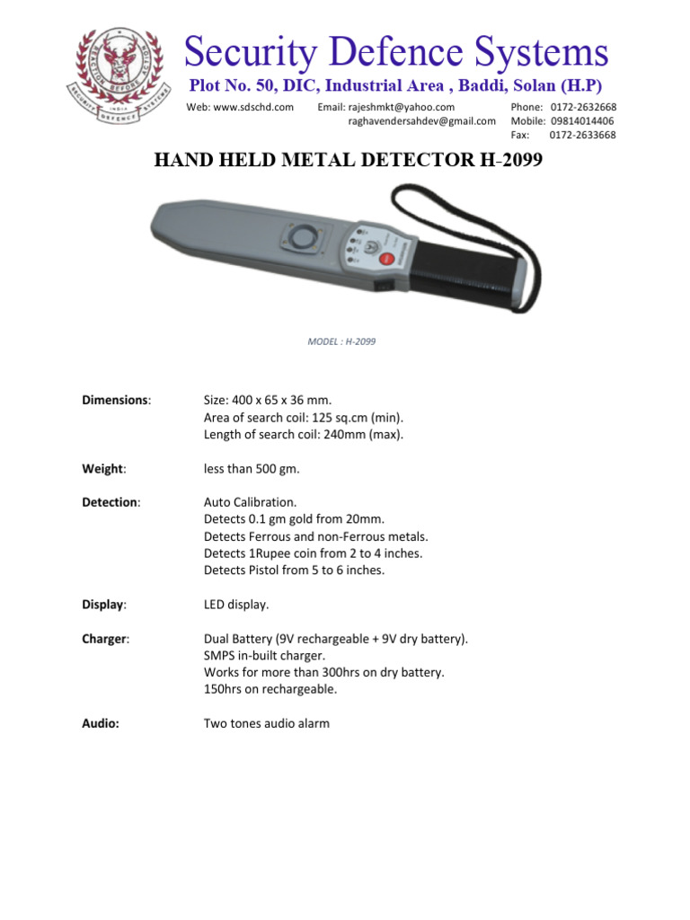 HAND HELD METAL DETECTORs | PDF | Battery Charger | Metal Detector