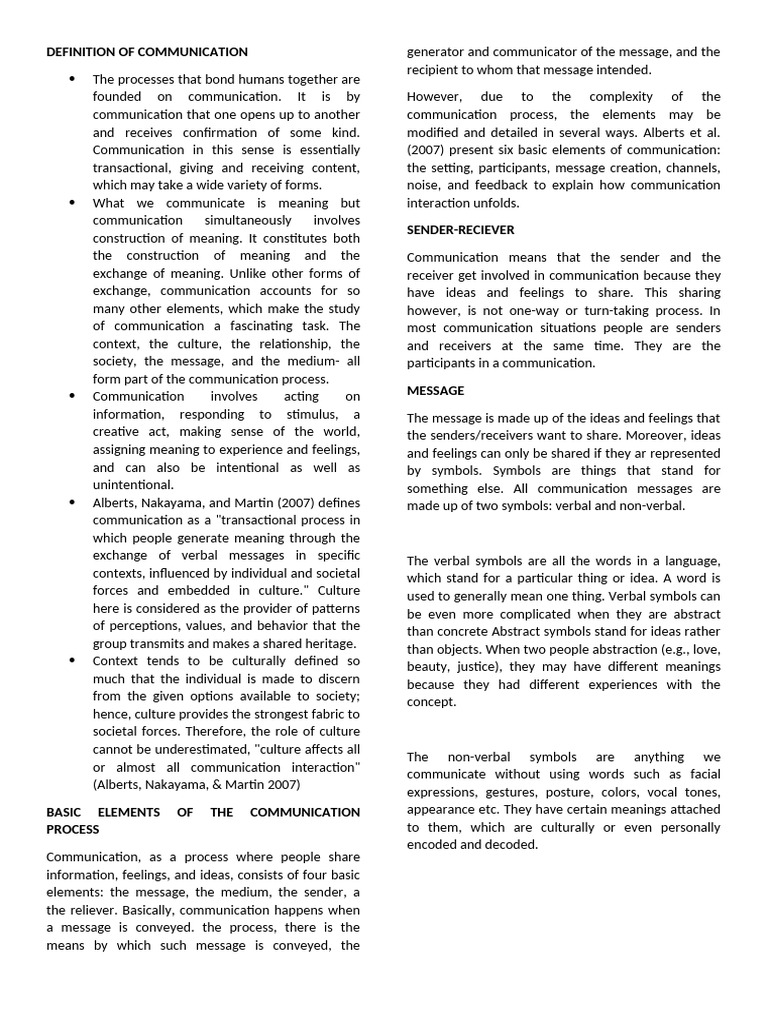 Understanding Communication Processes | PDF | Communication | Nonverbal Communication