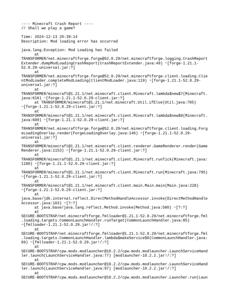Minecraft Mod Loading Error | PDF | Byte | Central Processing Unit