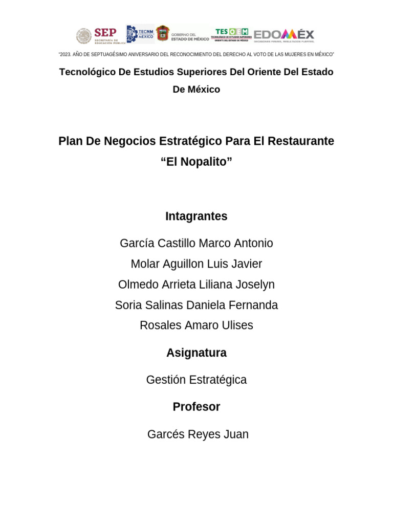 Proyecto El Nopalito | PDF | Calidad (comercial) | Marketing