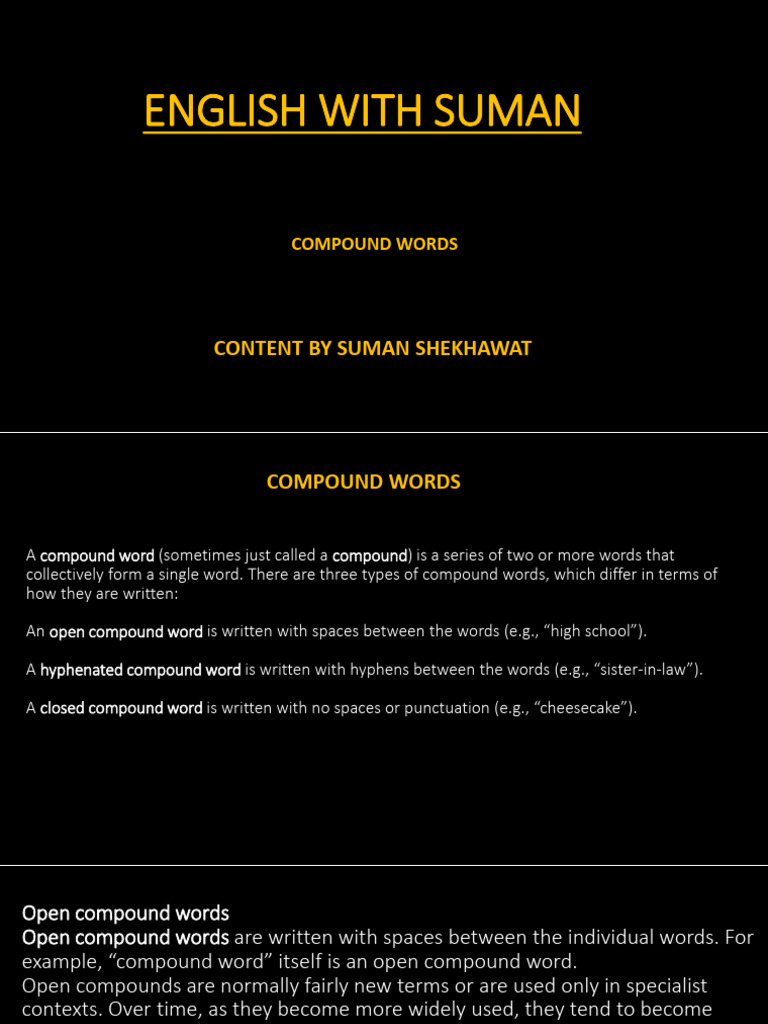 Compound Words SUMAN YT | PDF | Word | Noun