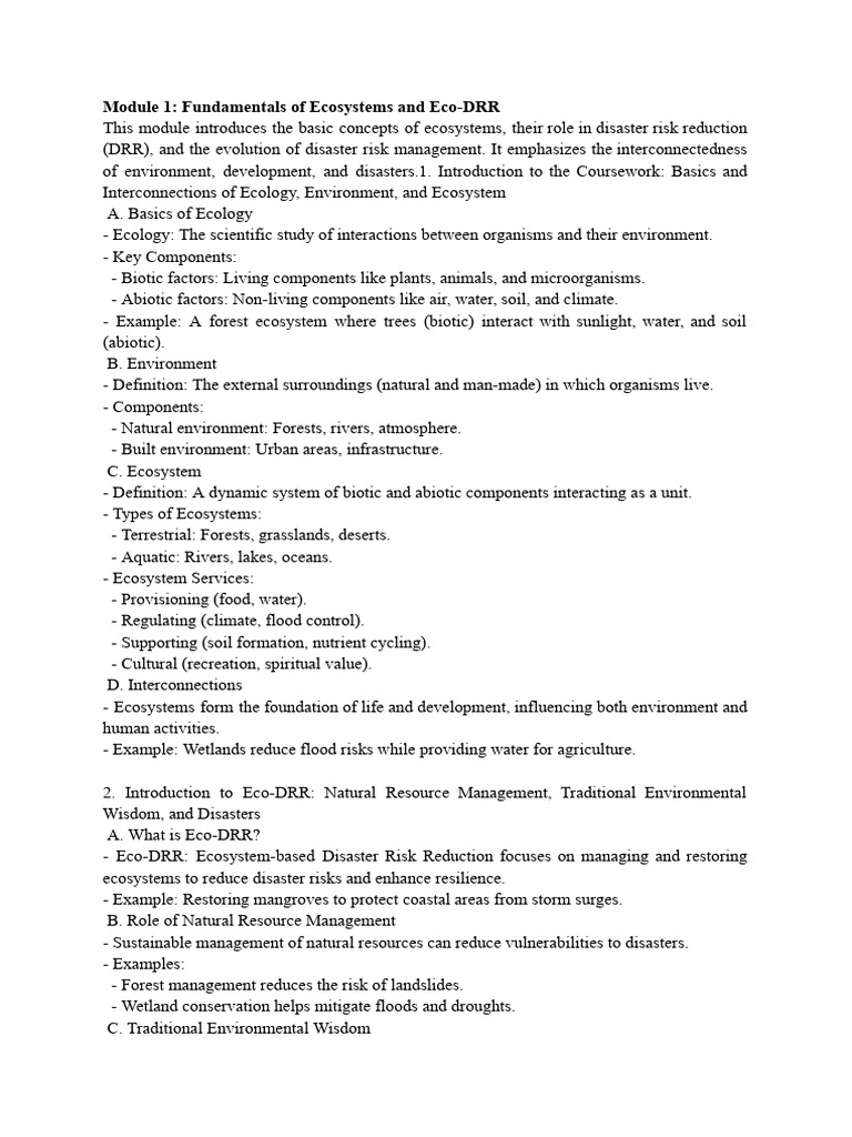 Ecosystem and DRR | PDF | Disaster Risk Reduction | Wetland