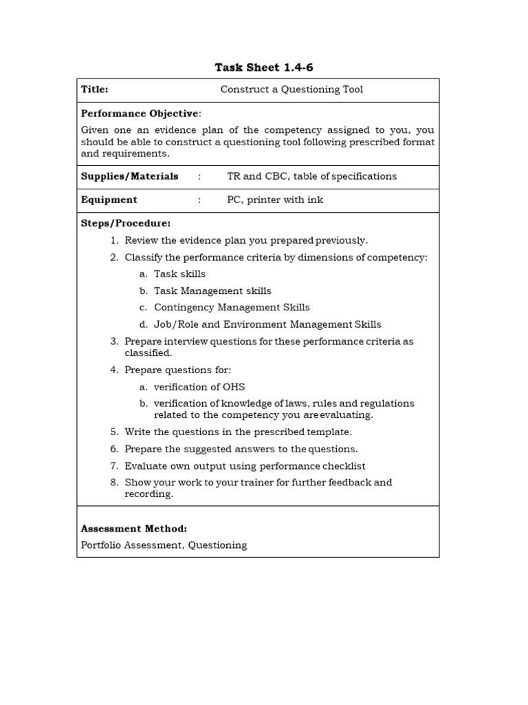 Construct A Questioning Tool | PDF