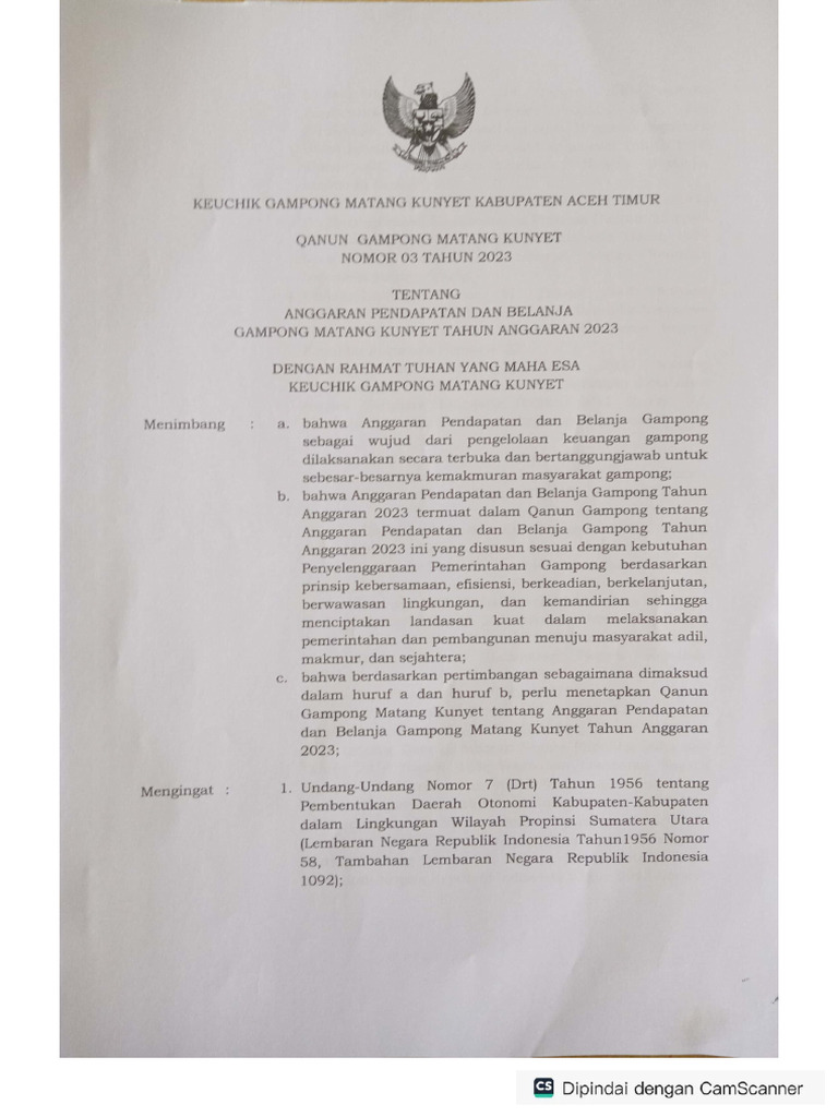 Qanun Apbg Matang Kunyet | PDF