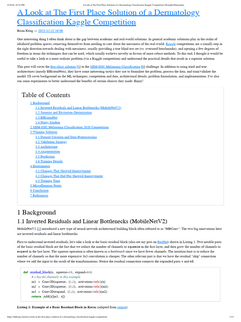Winning Dermatology Kaggle Solution Insights | PDF | Applied Mathematics