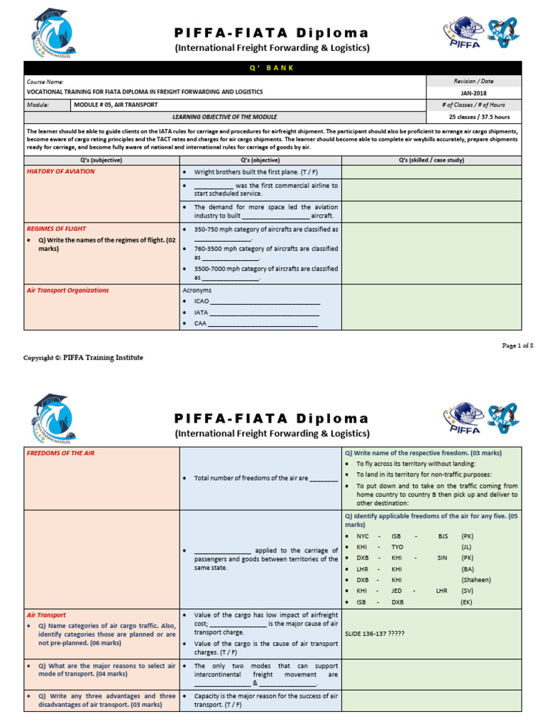 Final QB - Air Transport - Midterm Exam | PDF | Cargo | Freight Transport