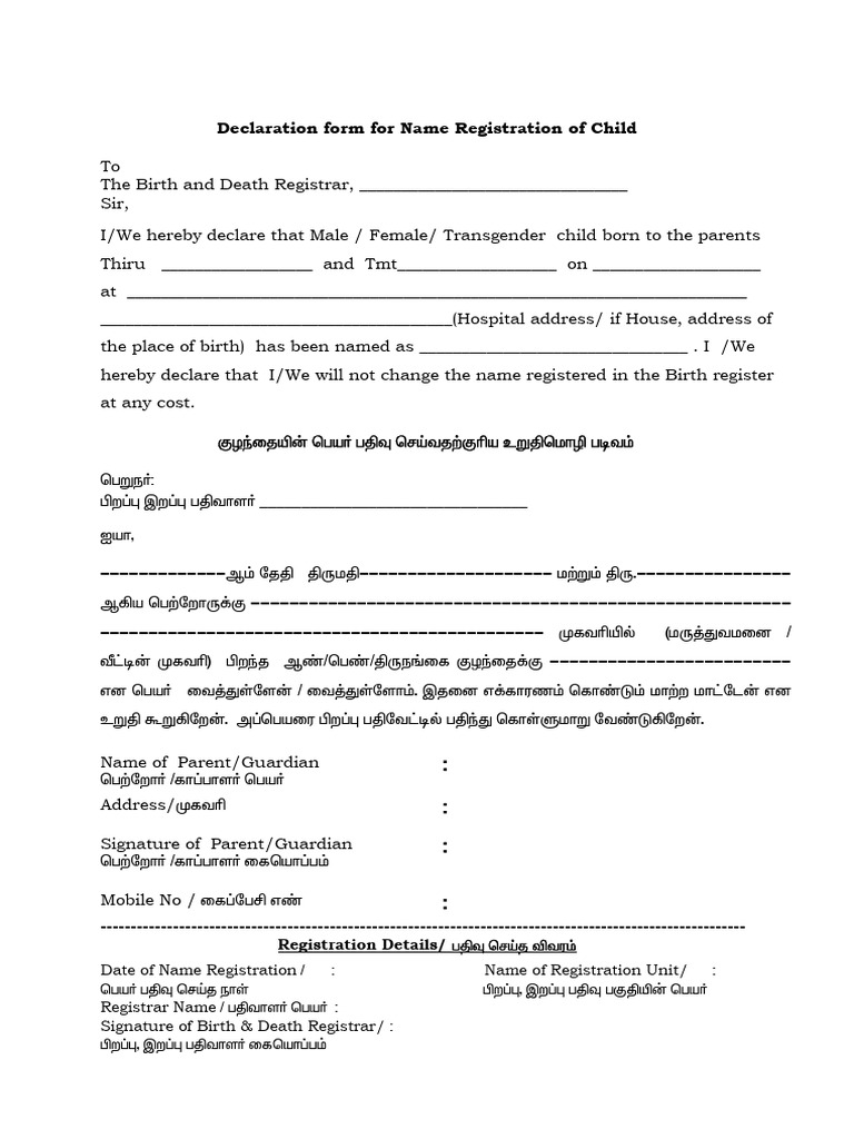 Name Declaration | PDF