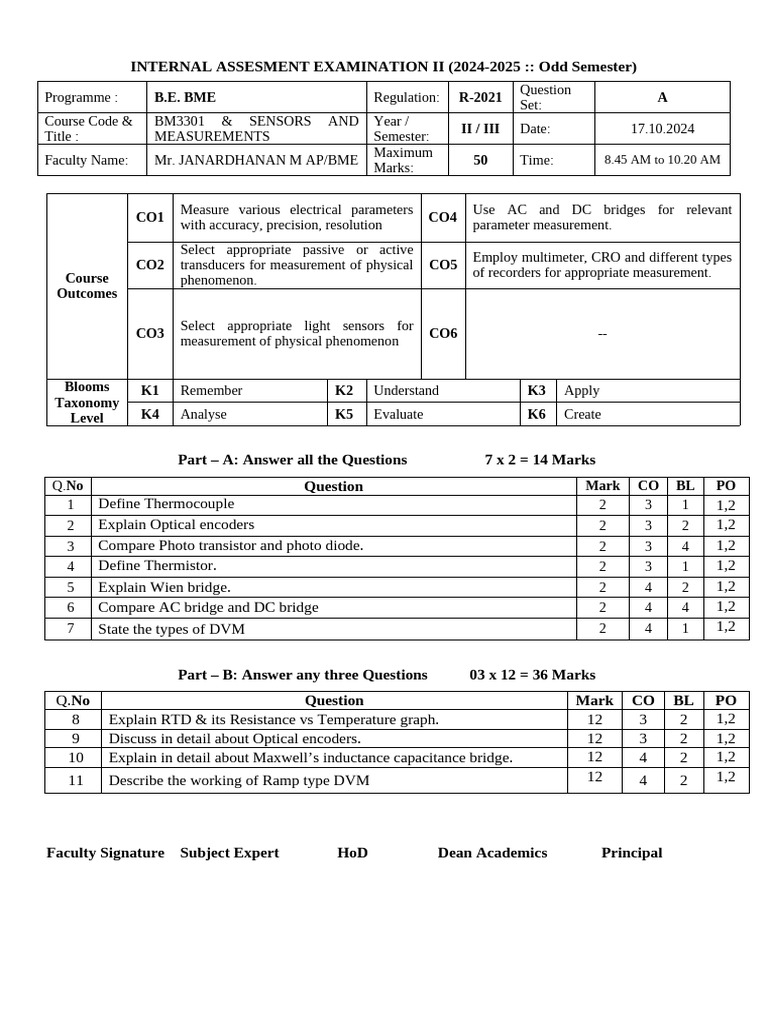 IAT 2 - S&M | PDF | Metrology | Electrical Equipment