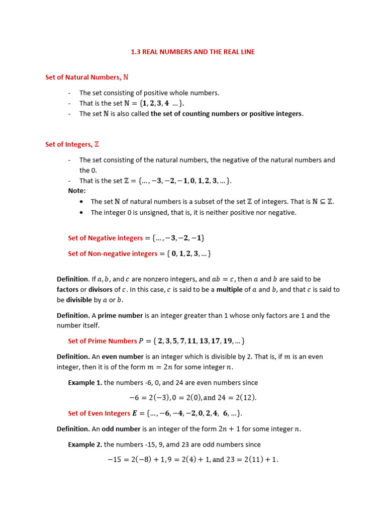 1.3 Real Numbers and The Real Line | PDF | Rational Number | Numbers