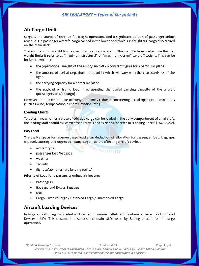 Handout # 03 Air-ULD | PDF | Cargo | Pallet