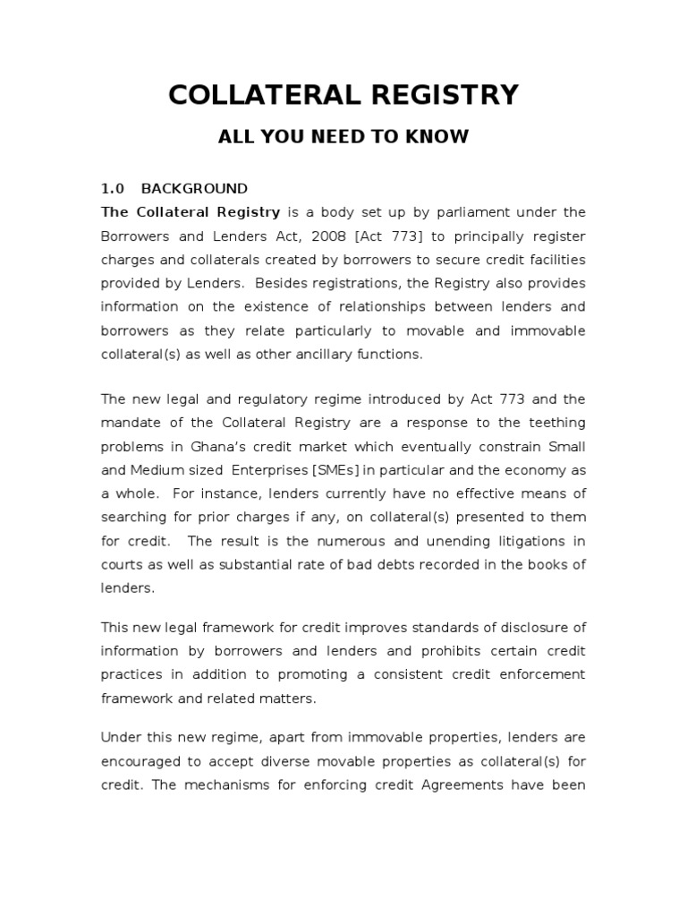 New Guidelines - Collateral Registry | PDF | Credit (Finance ...