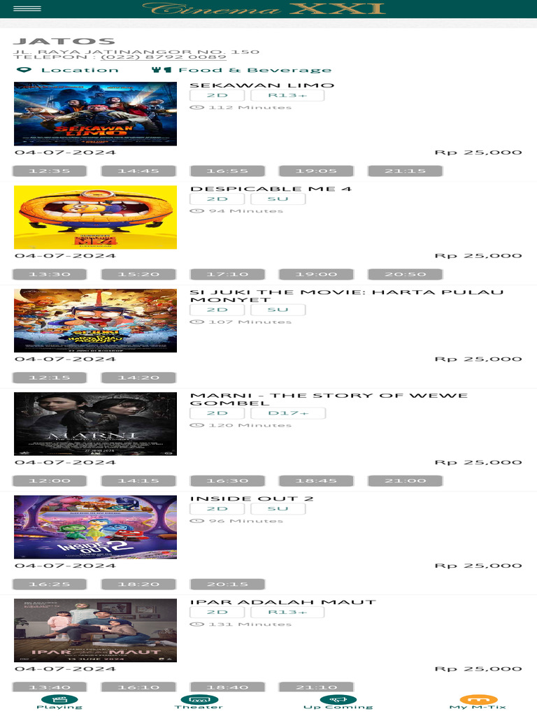 M-Tix, Cinema XXI, Cinema 21, 21 Cineplex | PDF