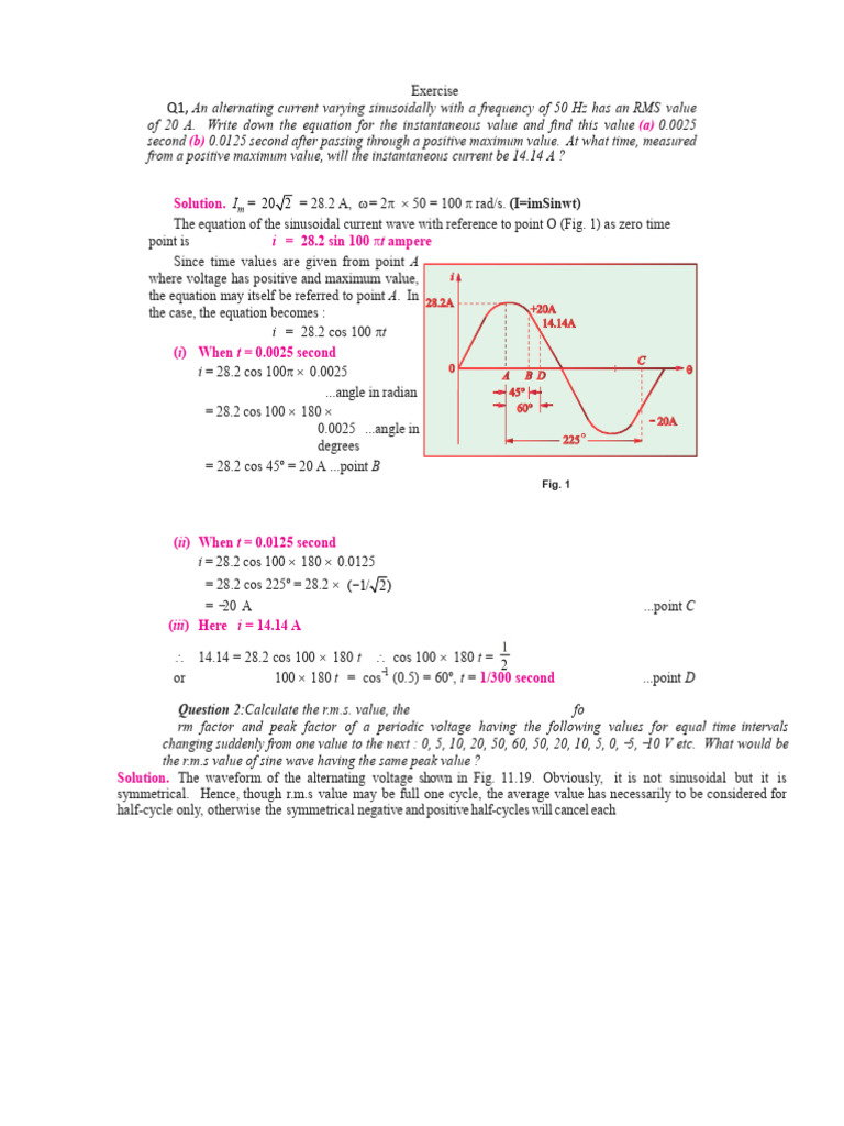 AC Current and Voltage Calculations | PDF | Root Mean Square | Metrology
