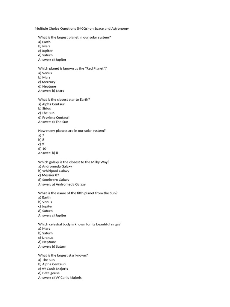 Multiple Choice Questions | PDF