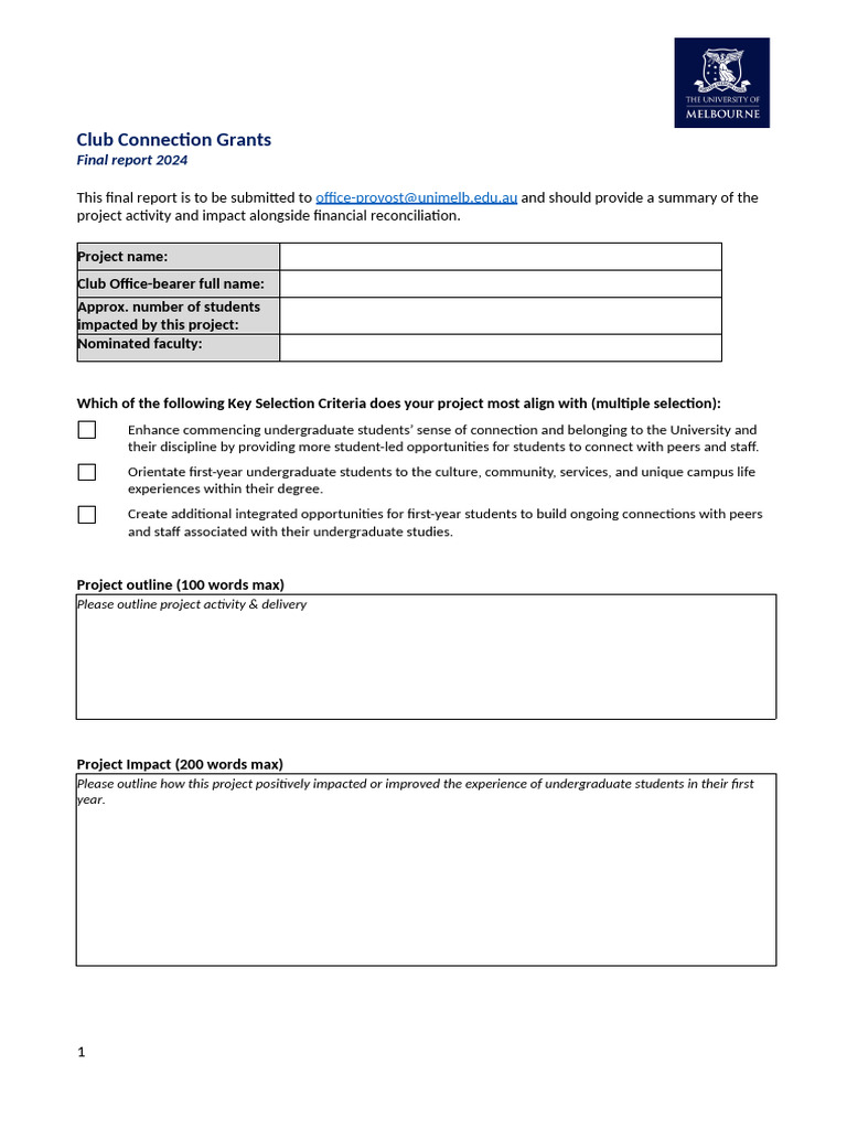 2024 Club Connection Grants Report | PDF | Expense | Budget