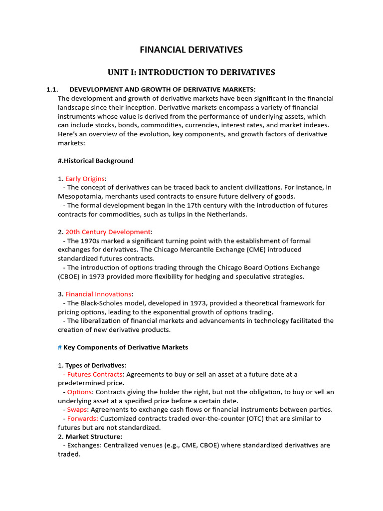 FINANCIAL DERIVATIVES | PDF | Futures Contract | Derivative (Finance)